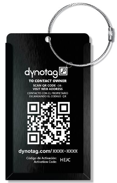 Dynotag Aluminum Convertible Luggage Tag with Steel Loop - Black
