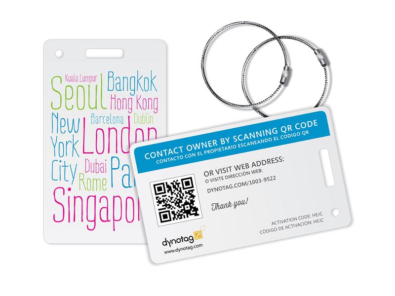 Dynotag Fashion Luggage Tags - 2 Identical Tags+Chains (Cityhopper)