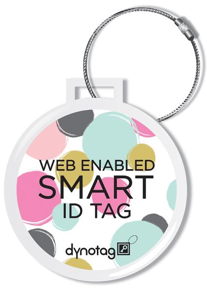 Dynotag Deluxe Steel Luggage Tag (Dots) & Braided Steel Loop