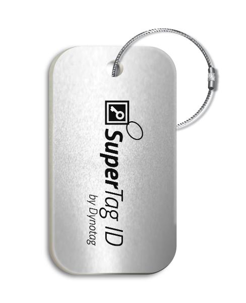 Sentry Series Solid Aluminum Luggage Tag with Steel Loop - Frost Silver
